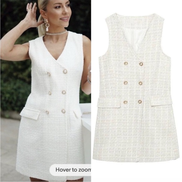Zara | Dresses | Zara Oyster White Long Weed Vest Dress Size Large ...